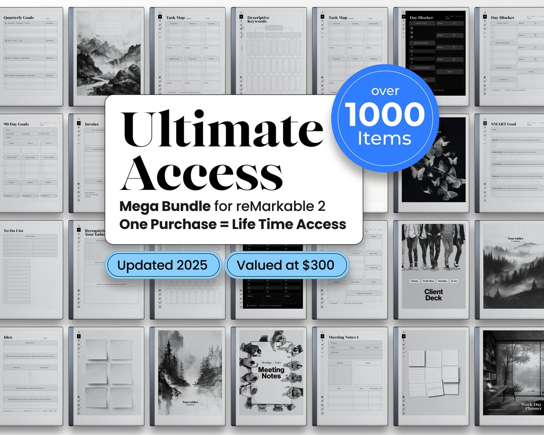 ReMarkable 2 Template Bundle: 1000+ Digital Planners, Layouts (Digital ...