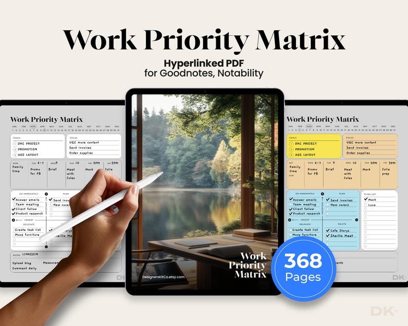 Work Priority Matrix for Goodnotes Template Eisenhower Matrix Daily ...