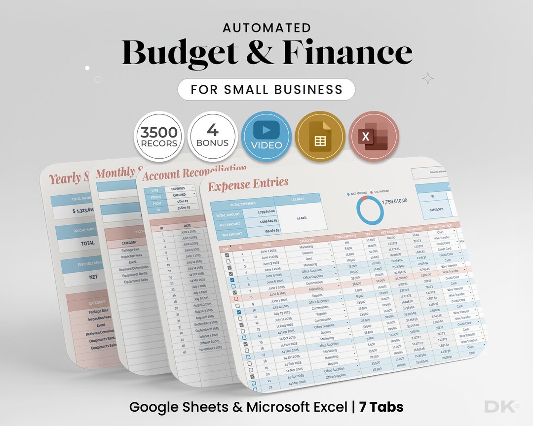 Budget and Finance Spreadsheet for Google Sheets Income Expense Tracker ...