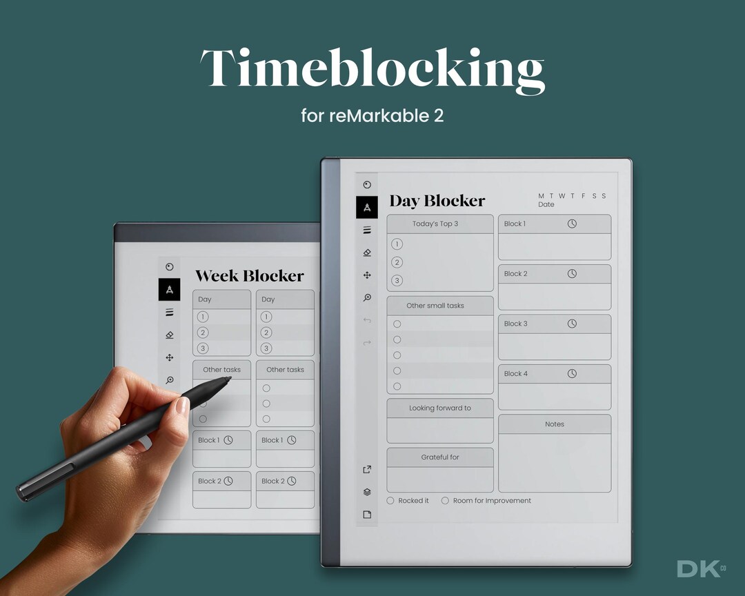 Timeblocking for Remarkable 2 Planner Timeblock Hourly Schedule Time ...
