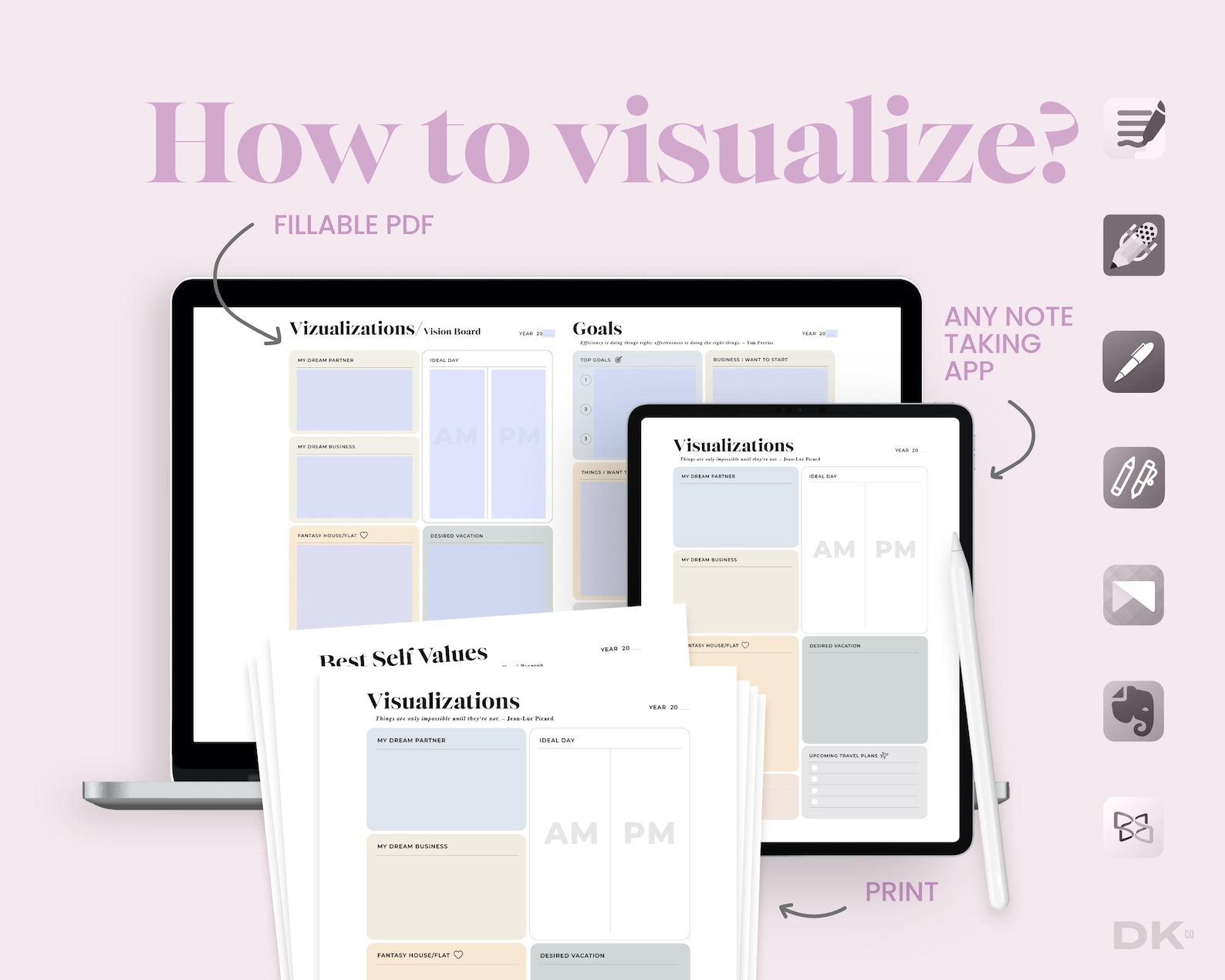 Vision Board Planner Pages Vision Book Plan Gratitude Dream Board ...