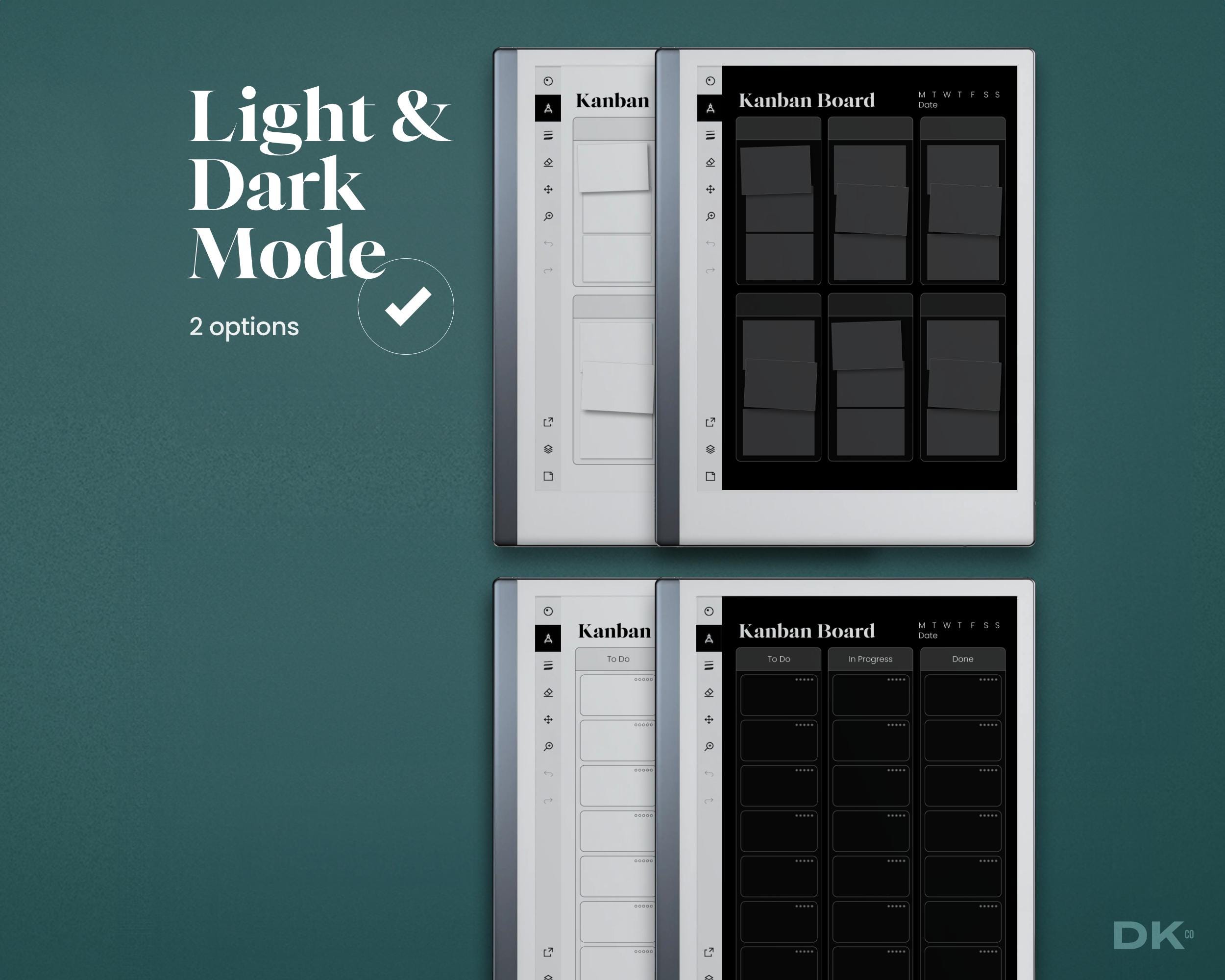 Kanban Board for Remarkable 2 Template Dark Mode Kanban Board Digital ...