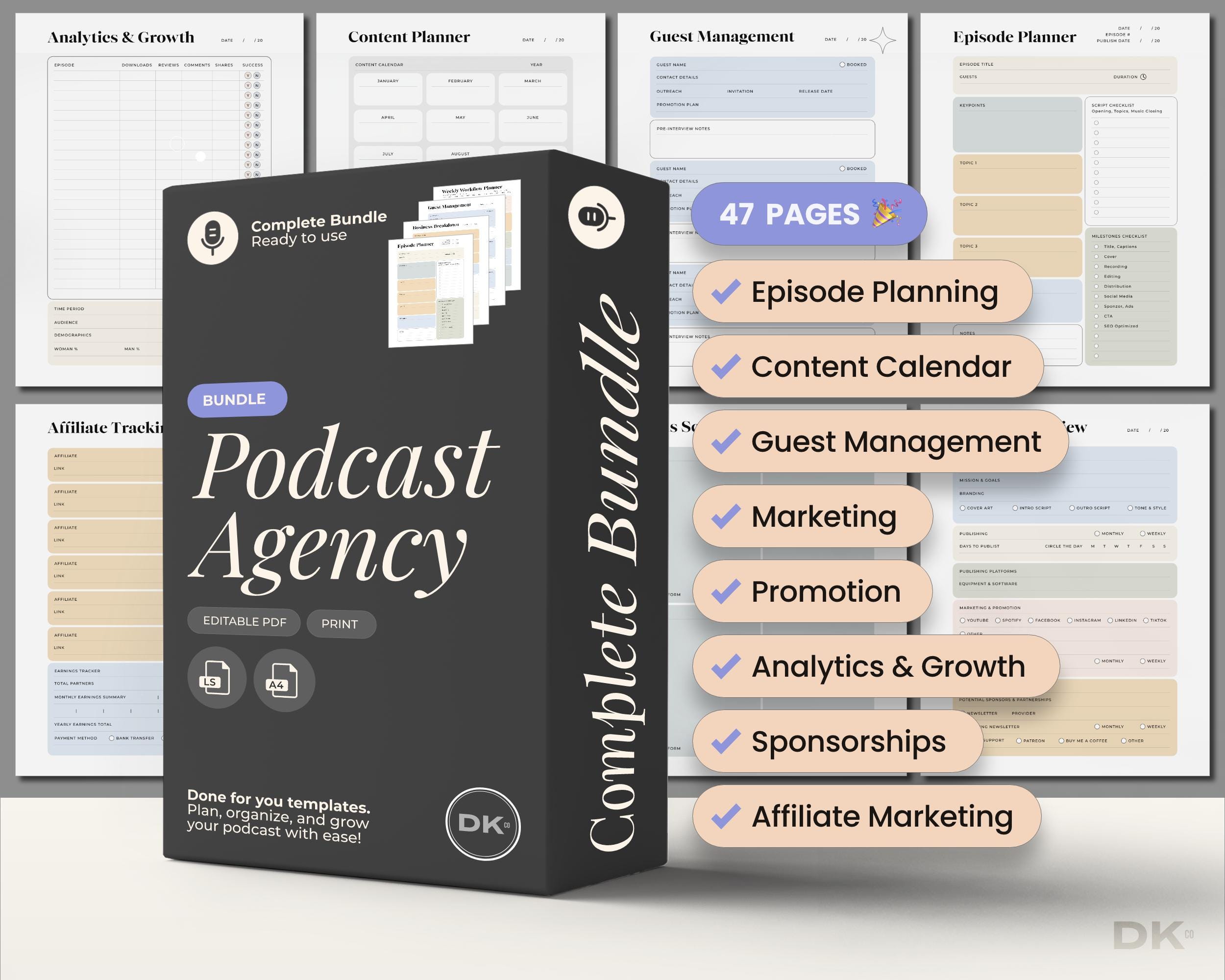 Podcast Planner Printable Template Podcast Script Hosting Podcast Guest ...