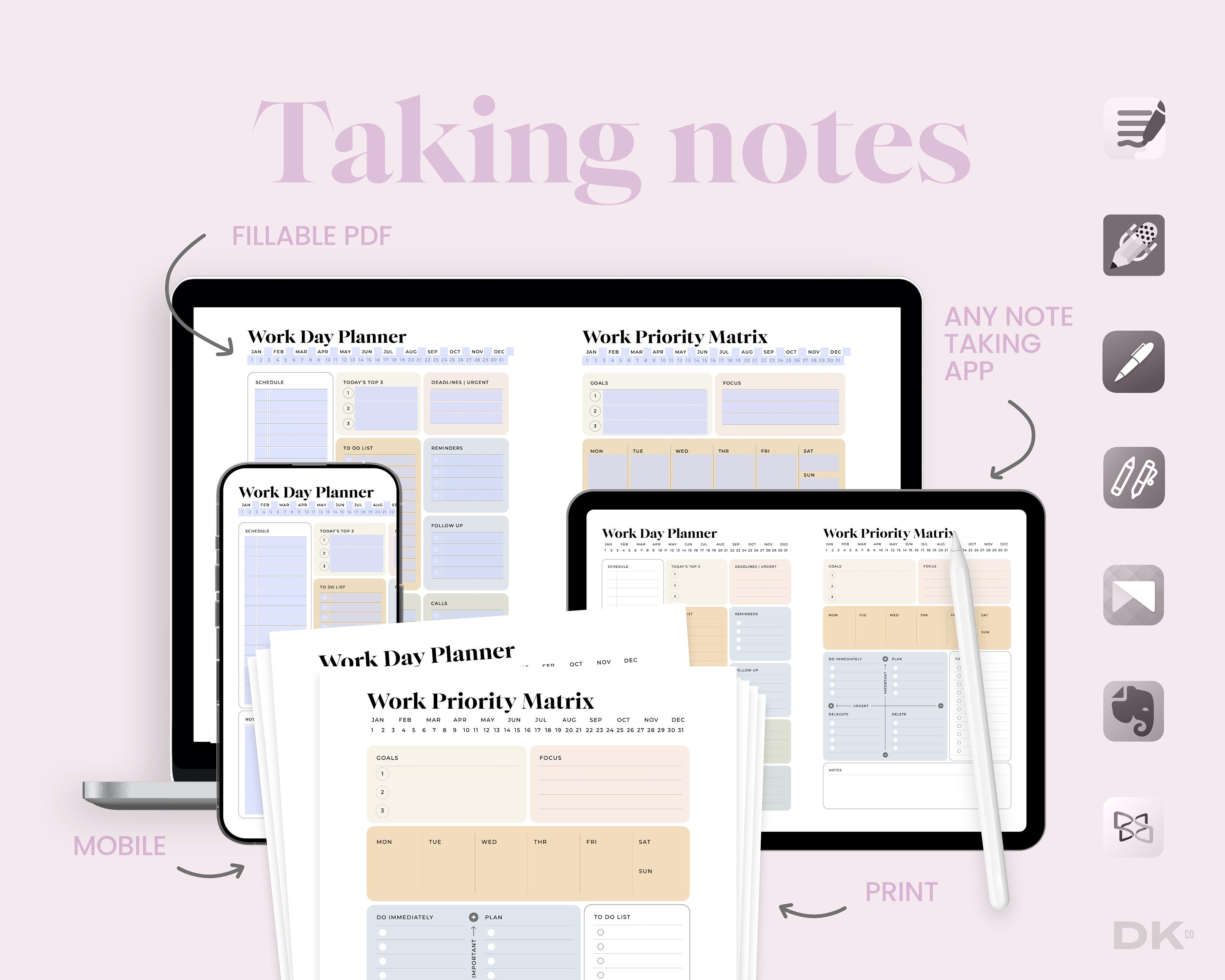 Editable Work Planner Printable Work Day Schedule Template Daily ...