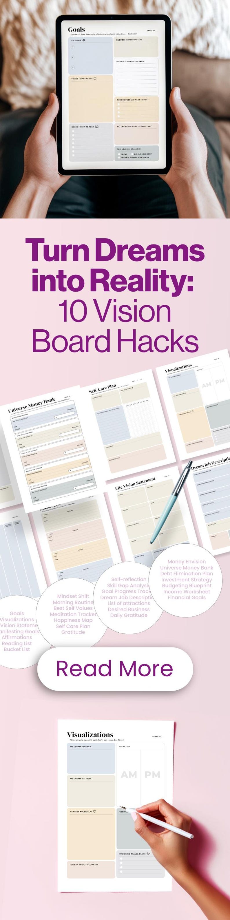 Vision Board Planner Pages Vision Book Plan Gratitude Dream Board ...
