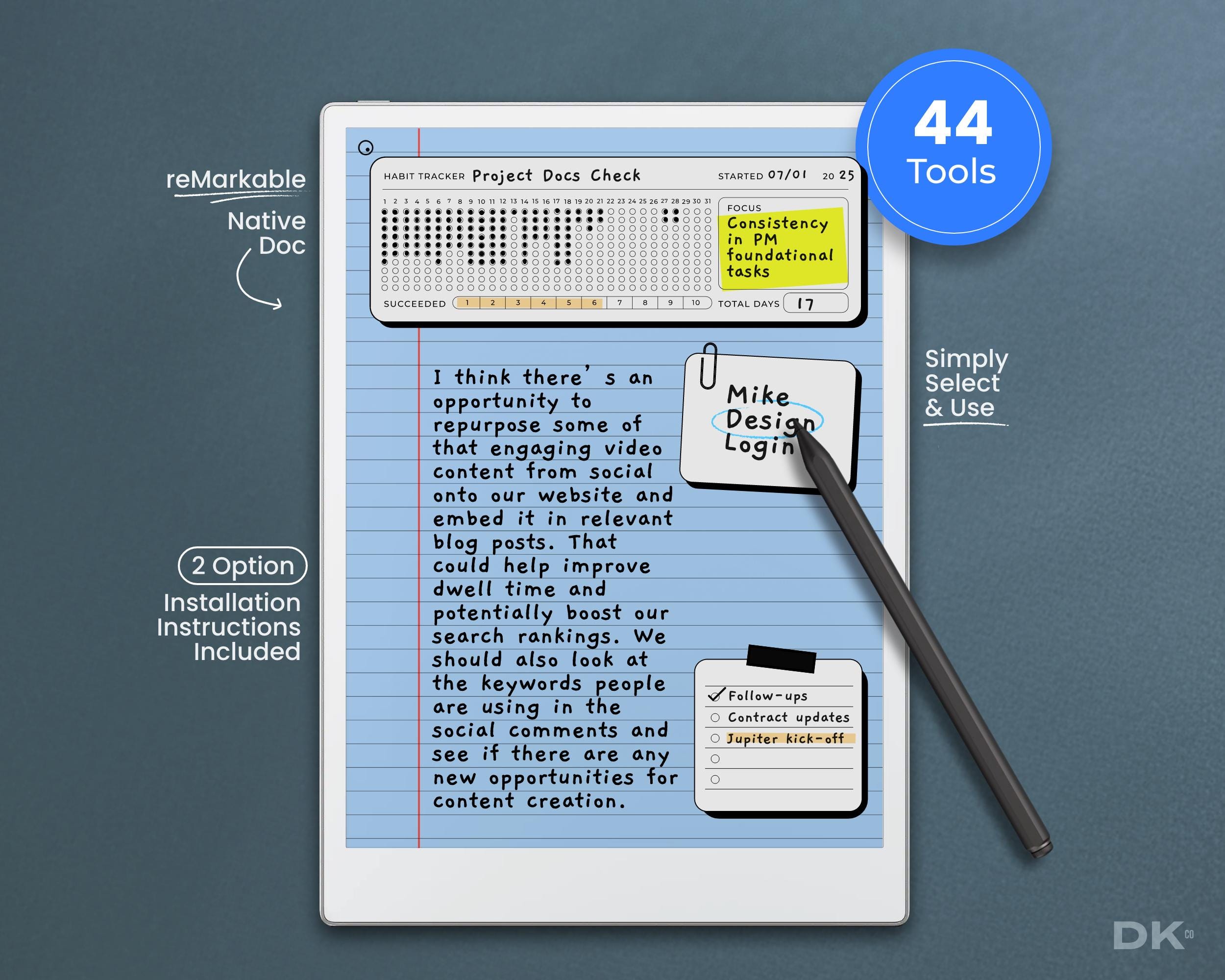 Productivity Widgets for Remarkable Paper Pro Template Stickers for ...