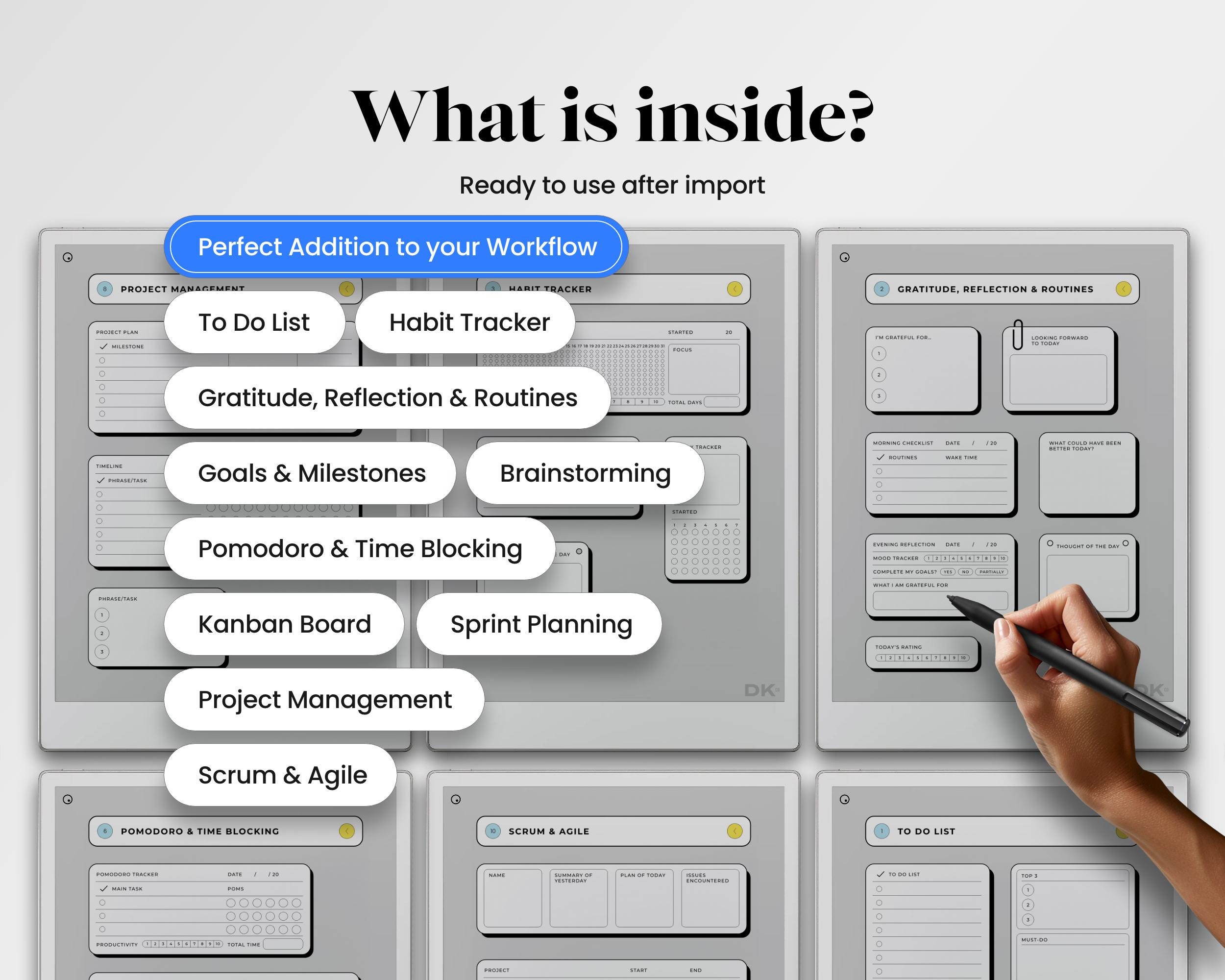 Productivity Widgets for Remarkable Paper Pro Template Stickers for ...