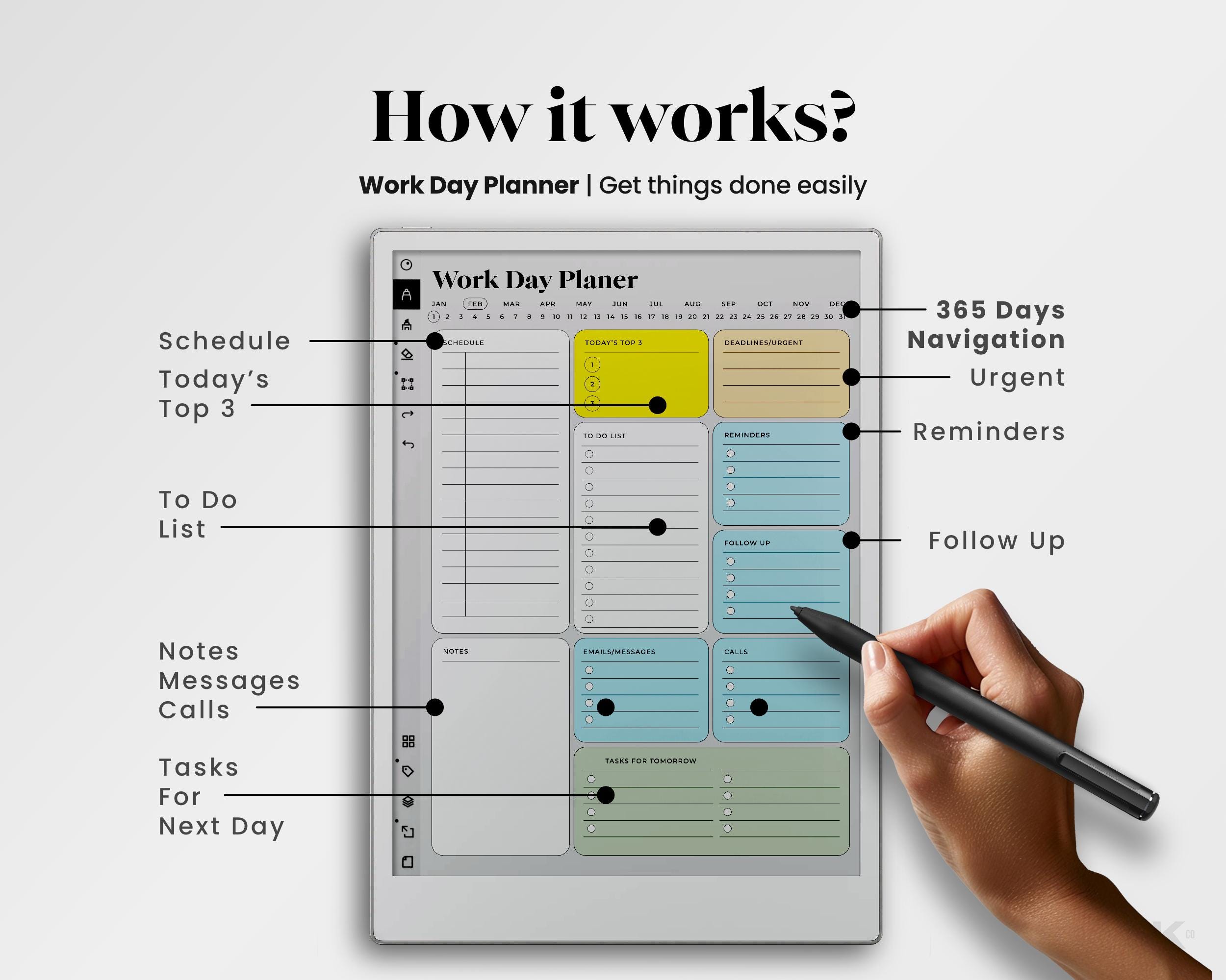 Work Day Planner for Remarkable Pro Template Work Notebook for ...