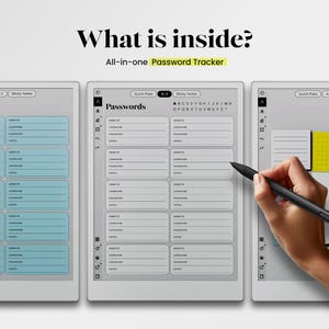 Password Tracker for Remarkable Paper Pro Template Password Notebook ...