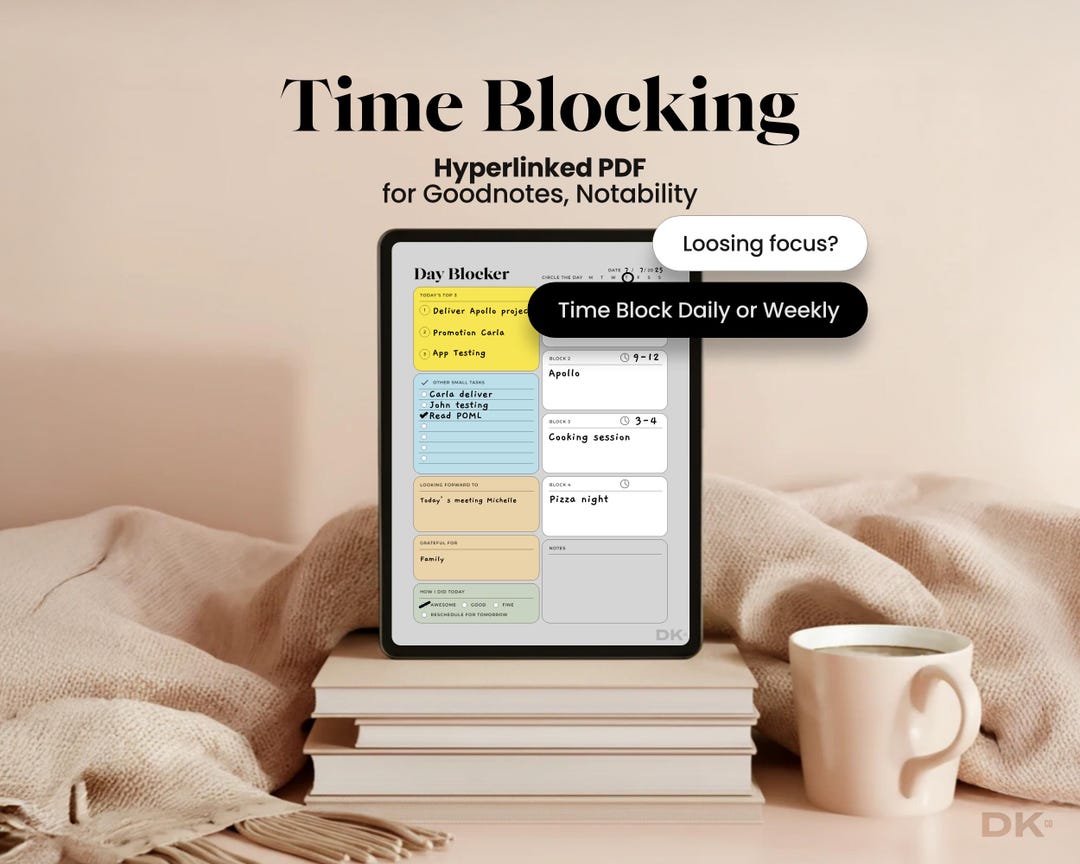 Time Management Planner for Goodnotes Daily Schedule Task Time Blocking ...
