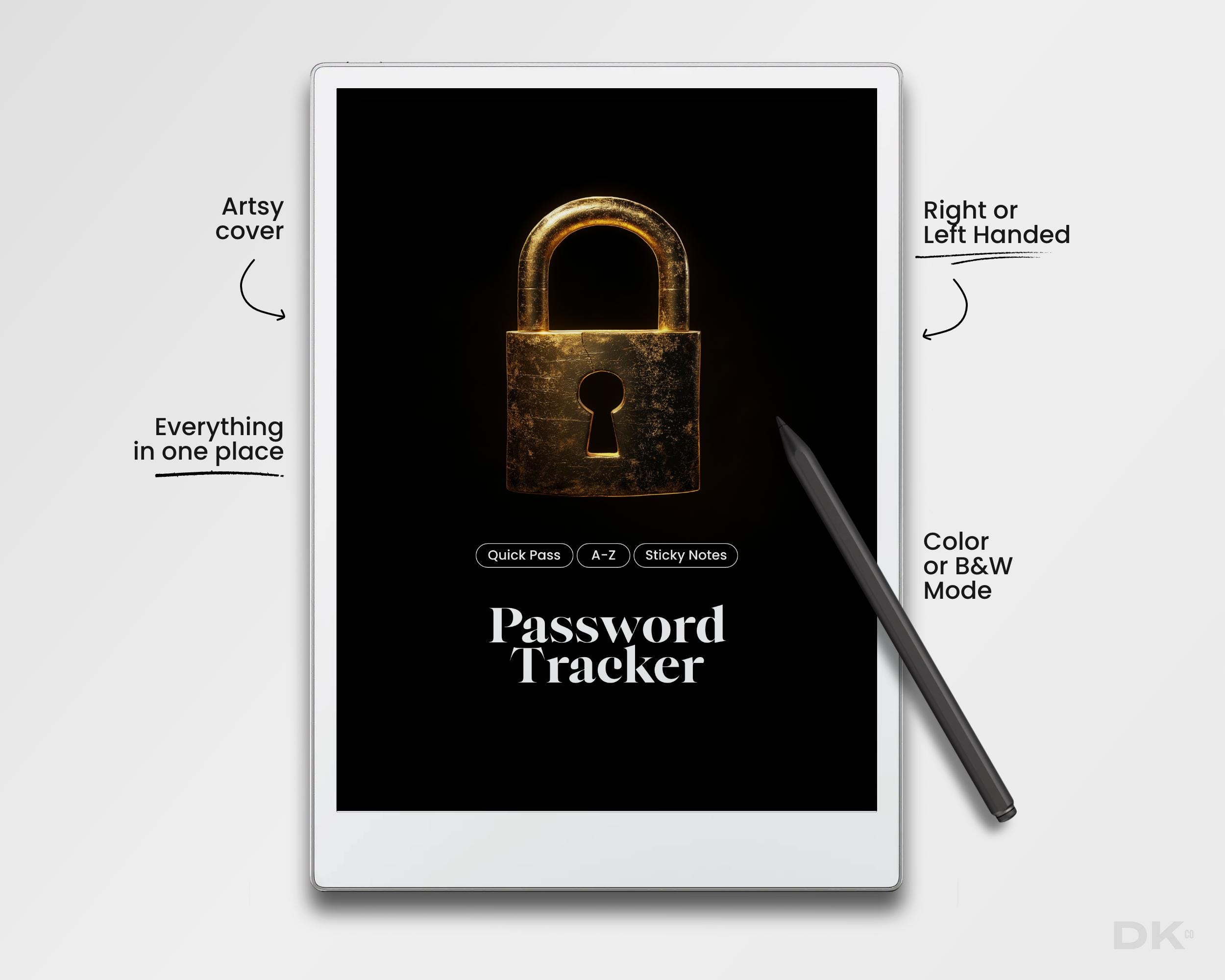 Password Tracker for Remarkable Paper Pro Template Password Notebook ...