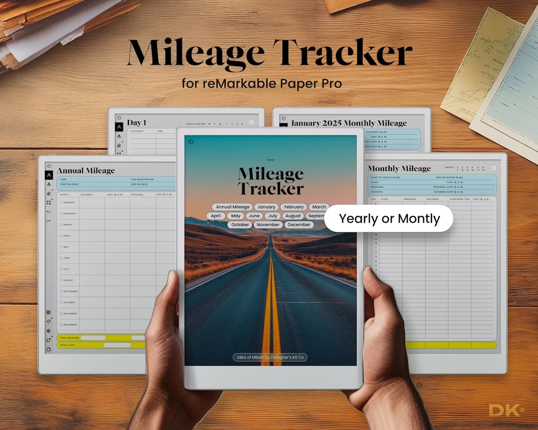 Mileage Tracker for Remarkable Paper Pro Template Work Trip Miles ...