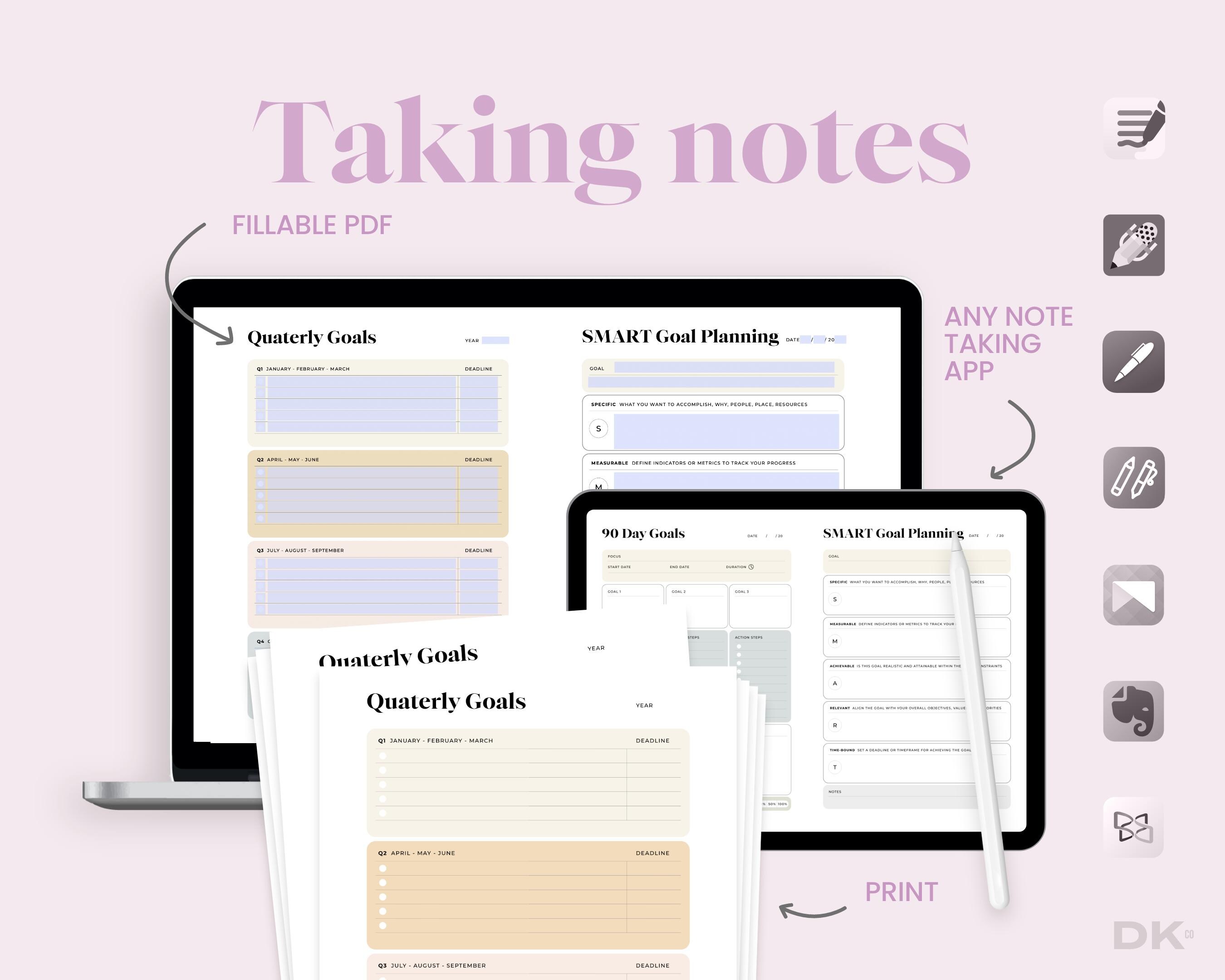 SMART Goal Planner Printable, Monthly Yearly Tracker (digital PDF) - Etsy