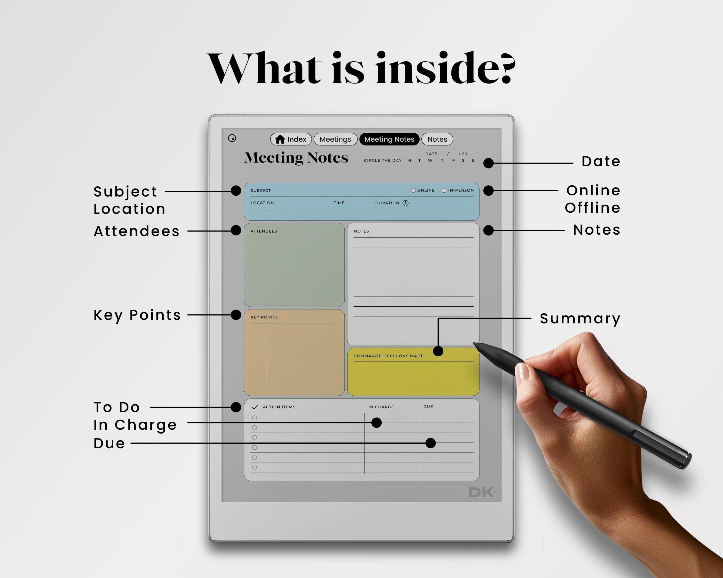 Meeting Notes for Remarkable Paper Pro Template Meeting Planner Fits ...