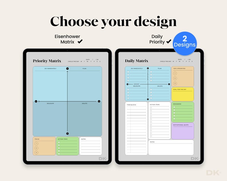 Priority Matrix for Goodnotes Template Eisenhower Decision Matrix Fits ...