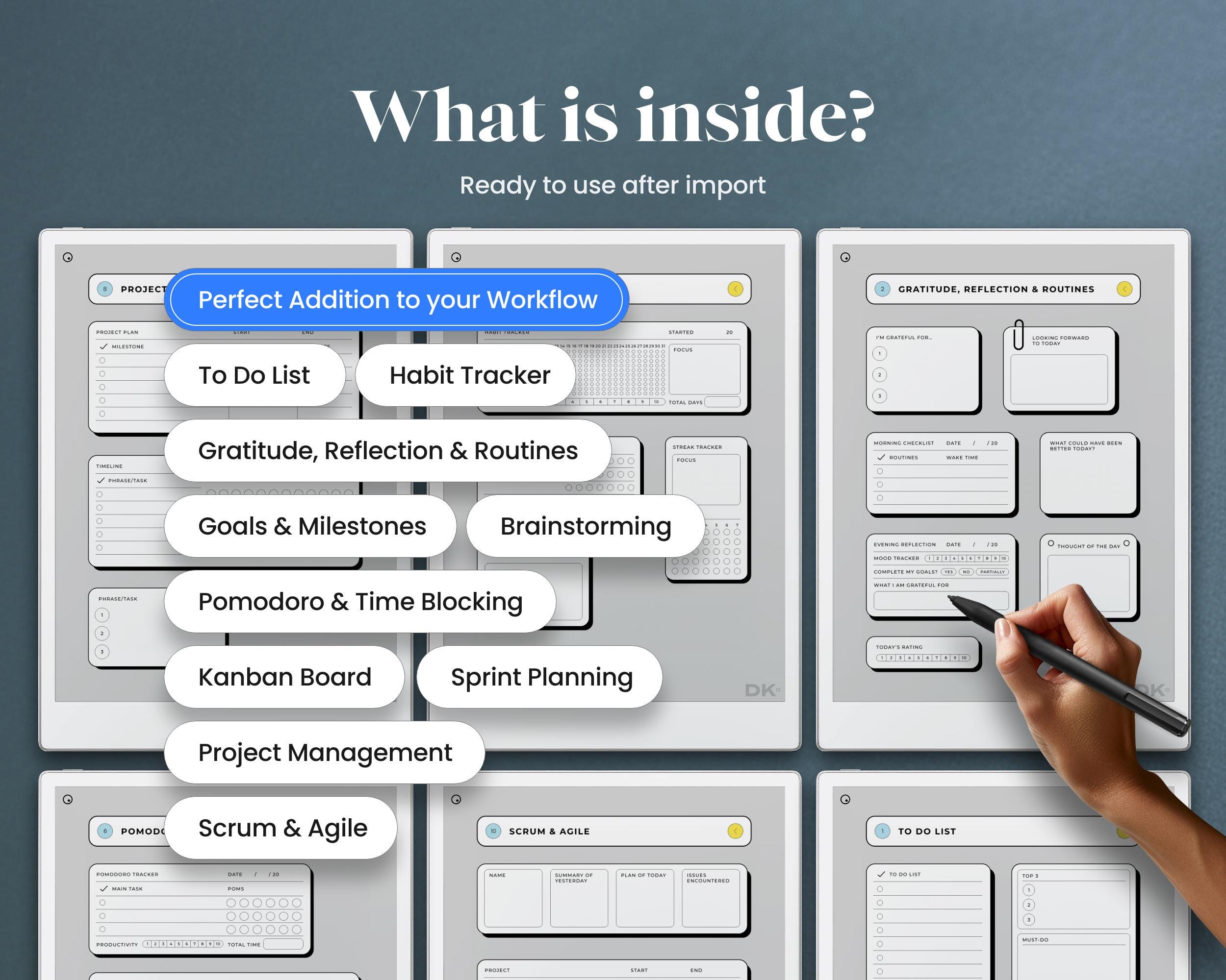 Productivity Widgets for Remarkable Paper Pro Template Stickers for ...