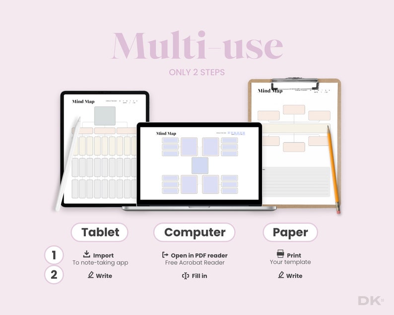 Mind Map Printable Template Mind Mapping Planner Brainstorm Visual ...