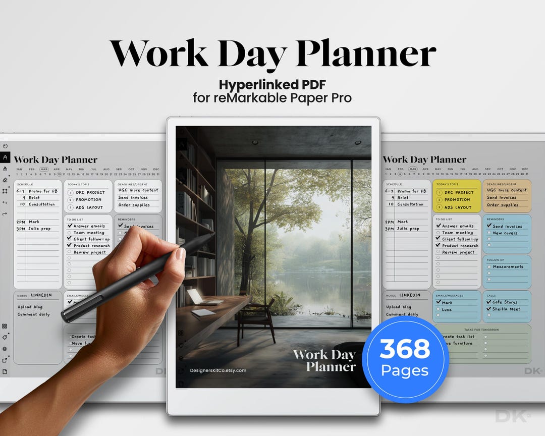 Work Day Planner for Remarkable Pro Template Notes Work Day Checklist ...