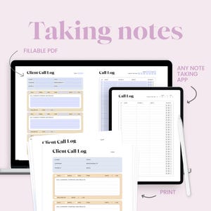 Printable Client Log Template Digital Schedule Client Call Tracker ...