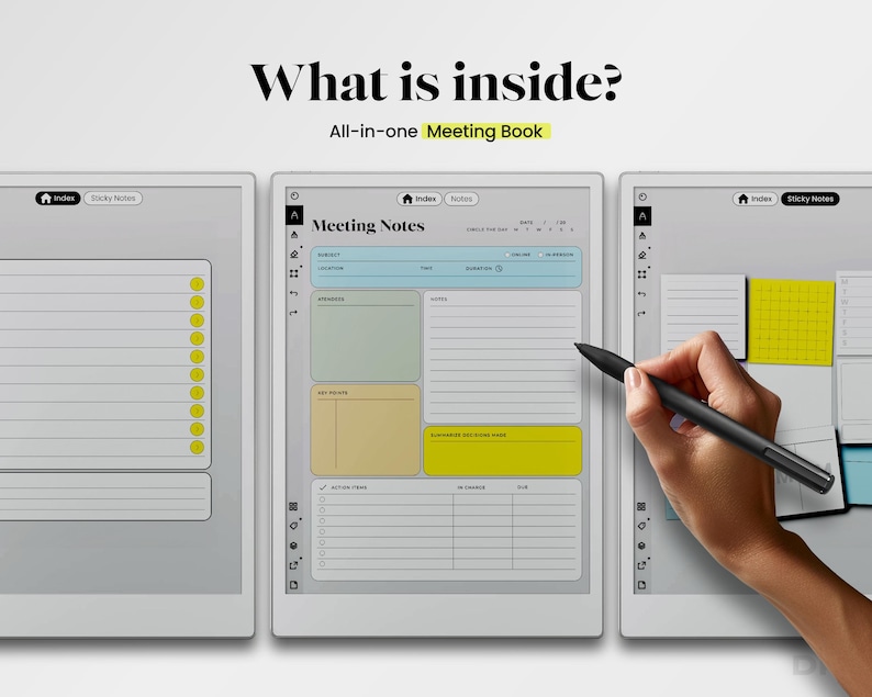 Meeting Notes for Remarkable Paper Pro Template Meeting Minutes Planner ...