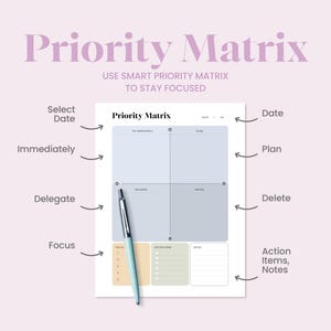 Priority Matrix Printable Template Eisenhover Decision Matrix Daily ...