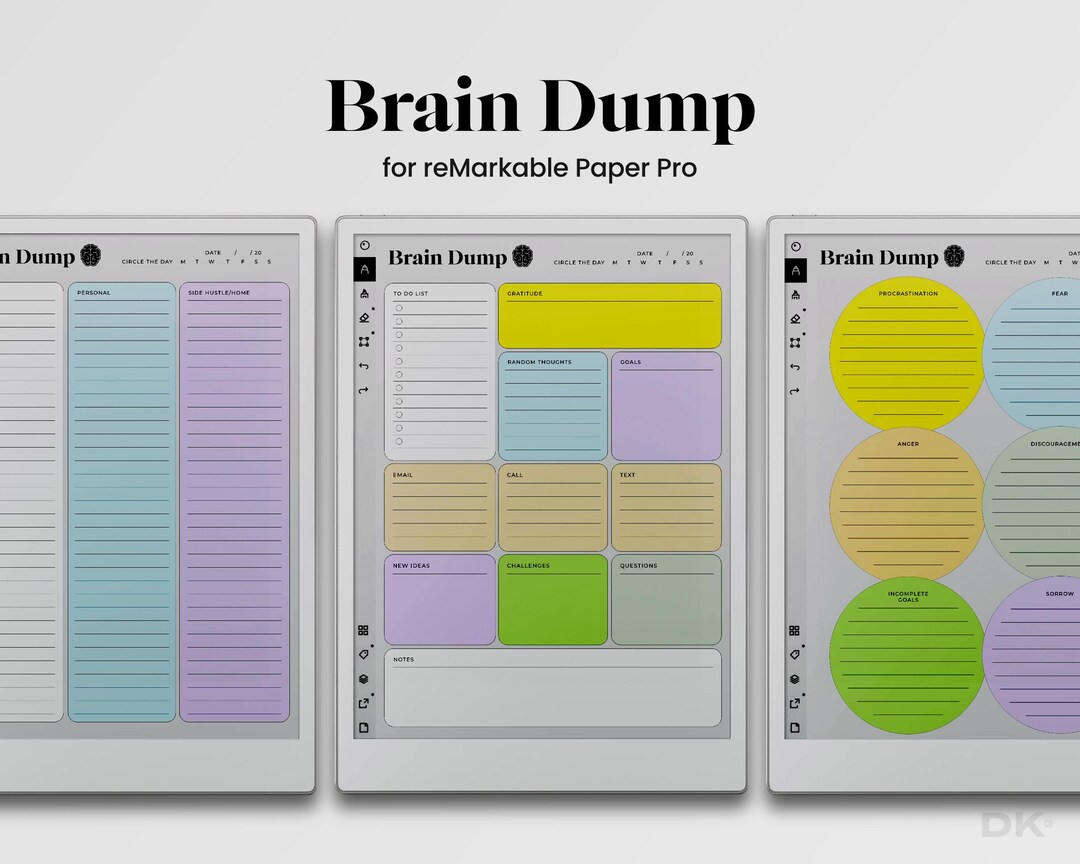 Brain Dump for Remarkable Paper Pro Template Brain Dump Digital Planner ...