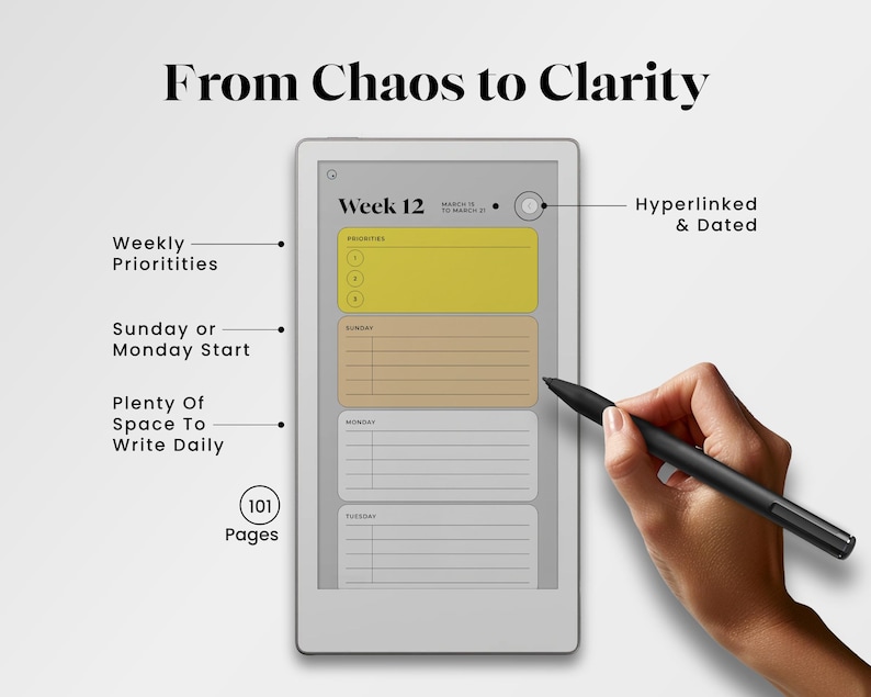 Weekly Calendar Planner for Remarkable Move Template Monthly Calendar ...