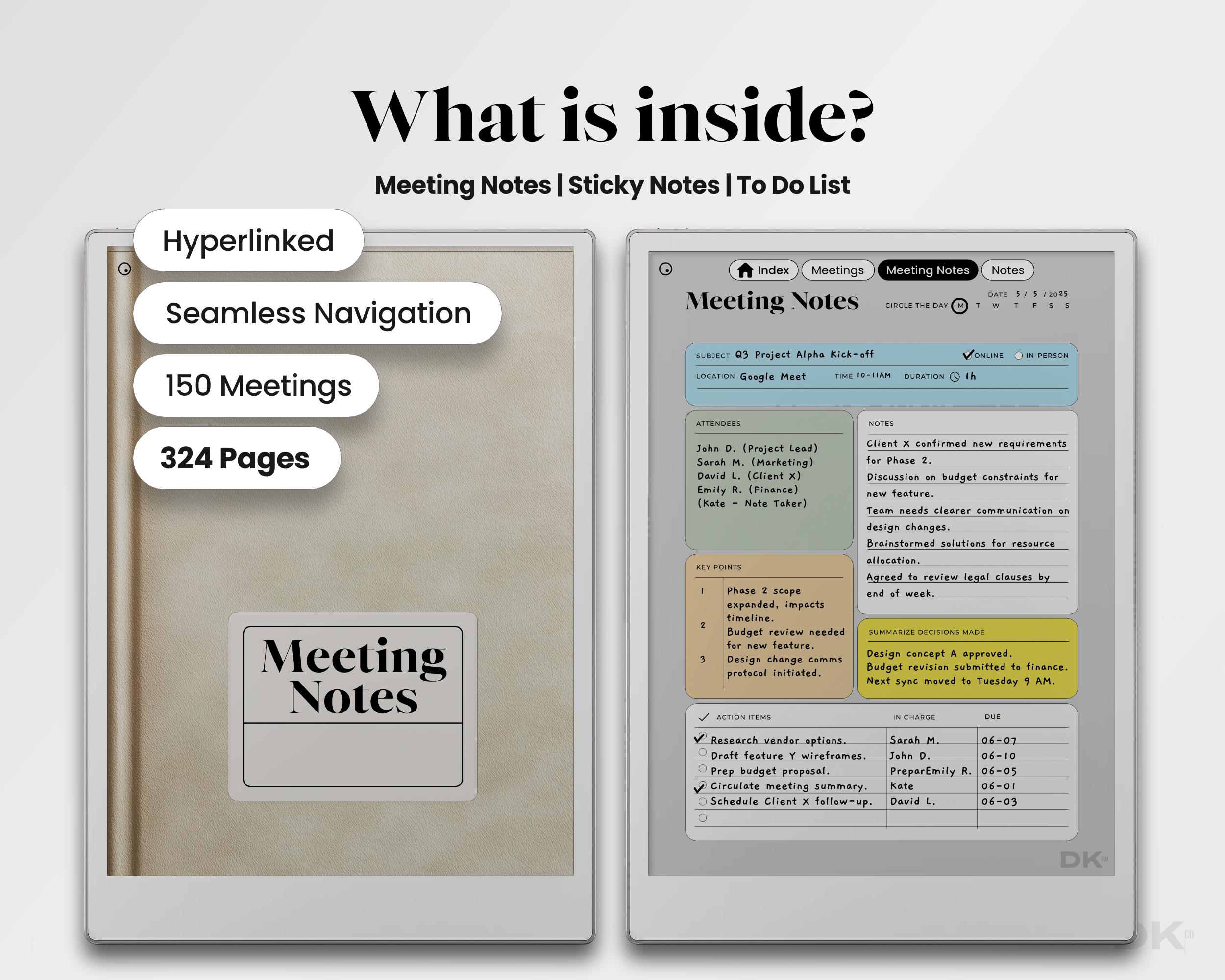 Meeting Notes for Remarkable Paper Pro Template Meeting Planner Fits ...