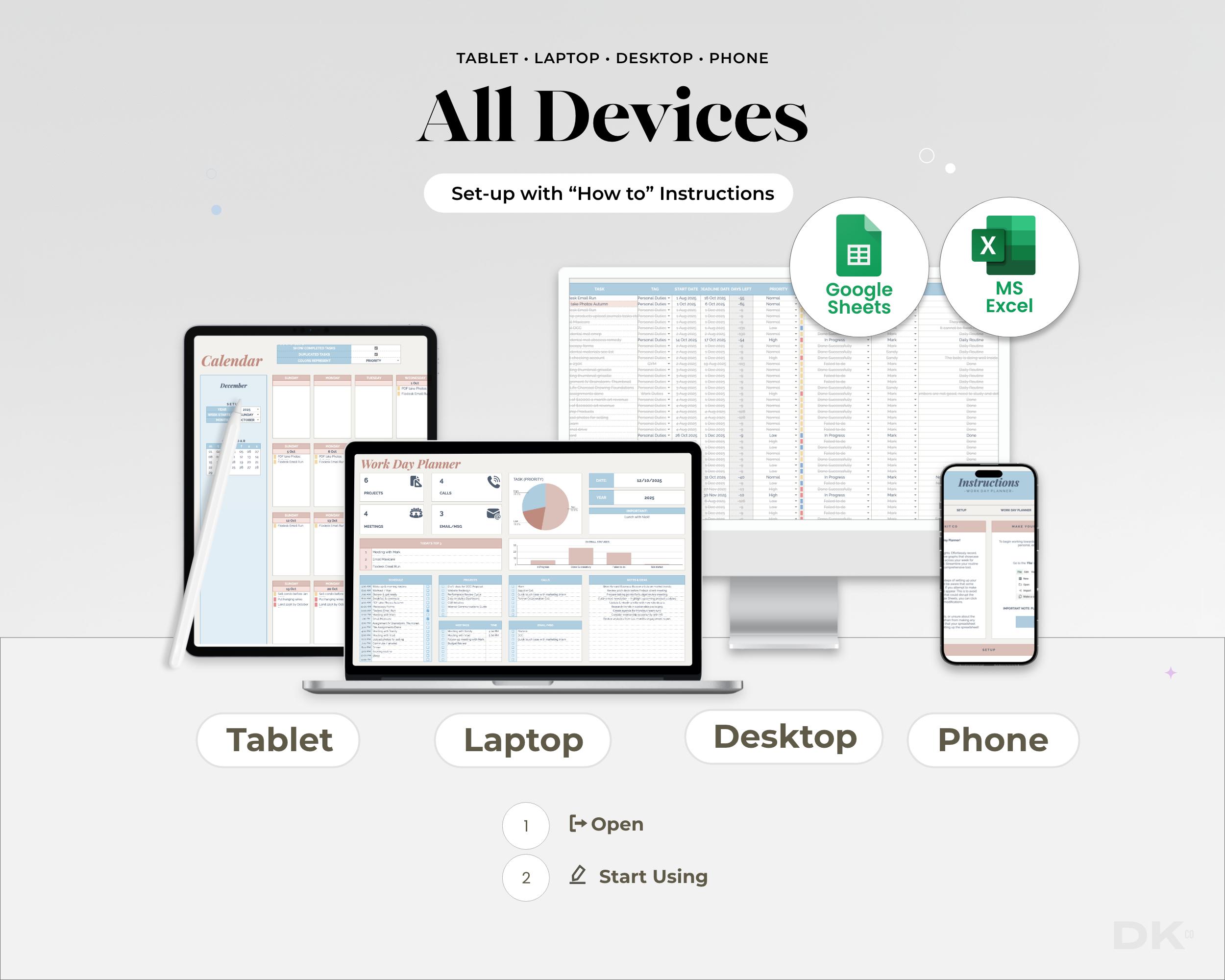 Task Tracker and Daily Workflow Spreadsheet for Google Sheets Project ...