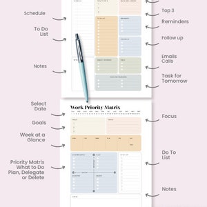 Editable Work Planner Printable Work Day Schedule Template Daily ...
