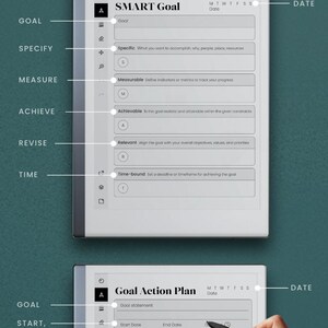 Goal Planner for Remarkable 2 Template Dark Mode Goal Setting Task List ...