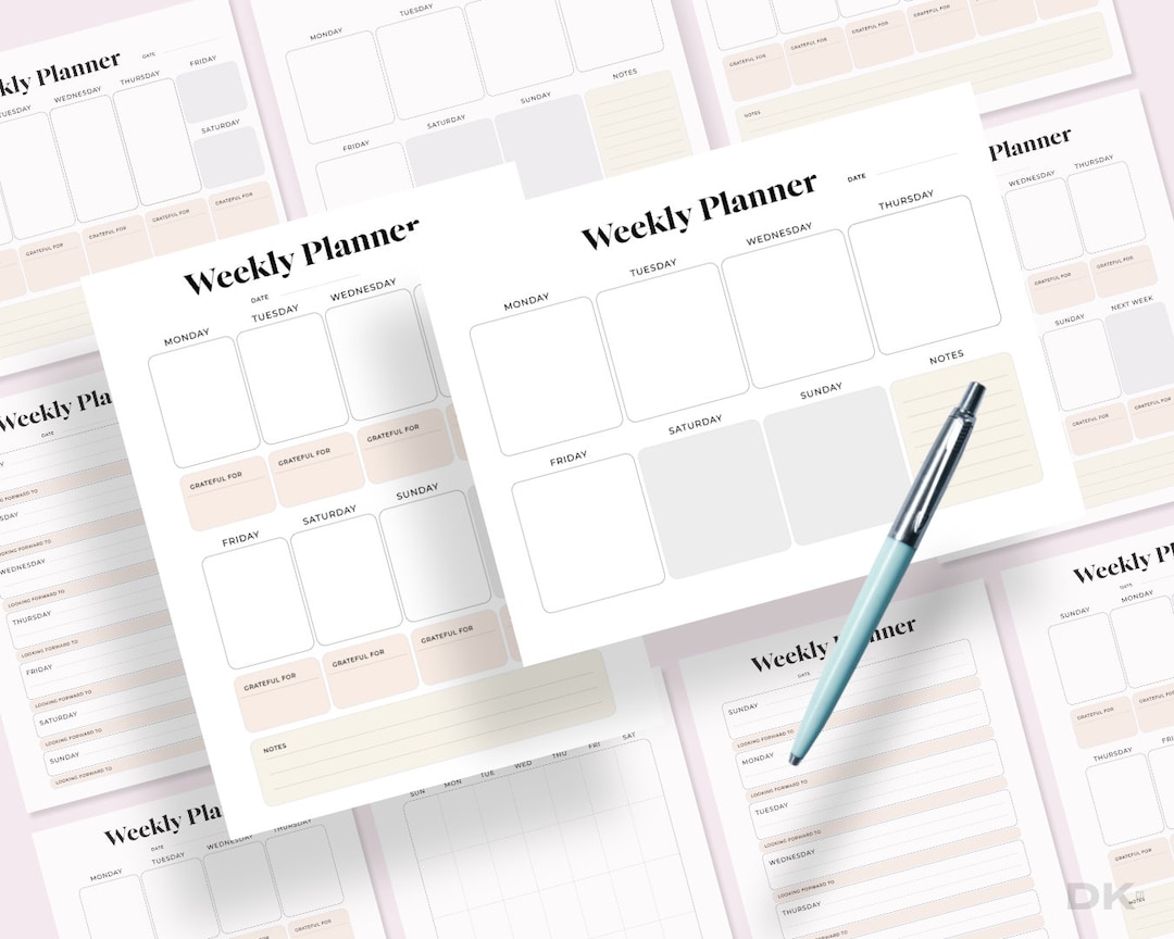 Horizontal Planner Printable 2024 Weekly Downloadable Planner Week on ...