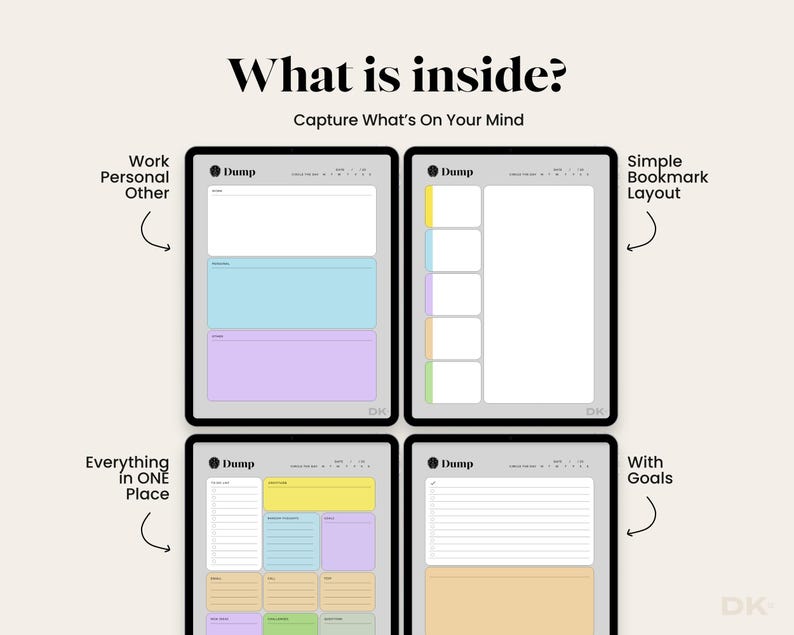 Brain Dump for Goodnotes Template Brain Dump Digital Planner Mind Map ...
