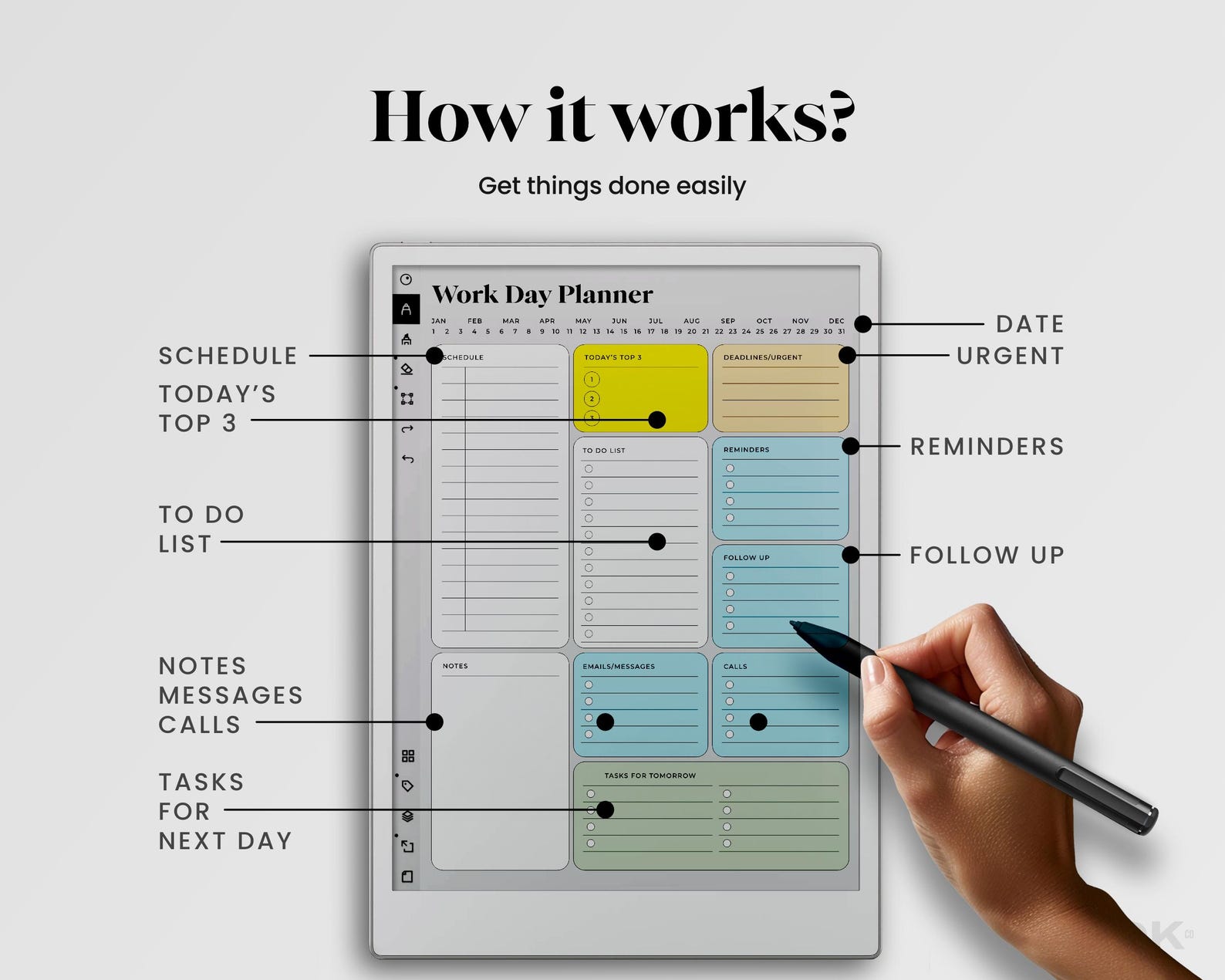 Work Day Planner for Remarkable Paper Pro Template Work Day Schedule ...