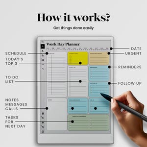 Work Day Planner for Remarkable Paper Pro Template Work Day Schedule Organizer for Remarkable ...