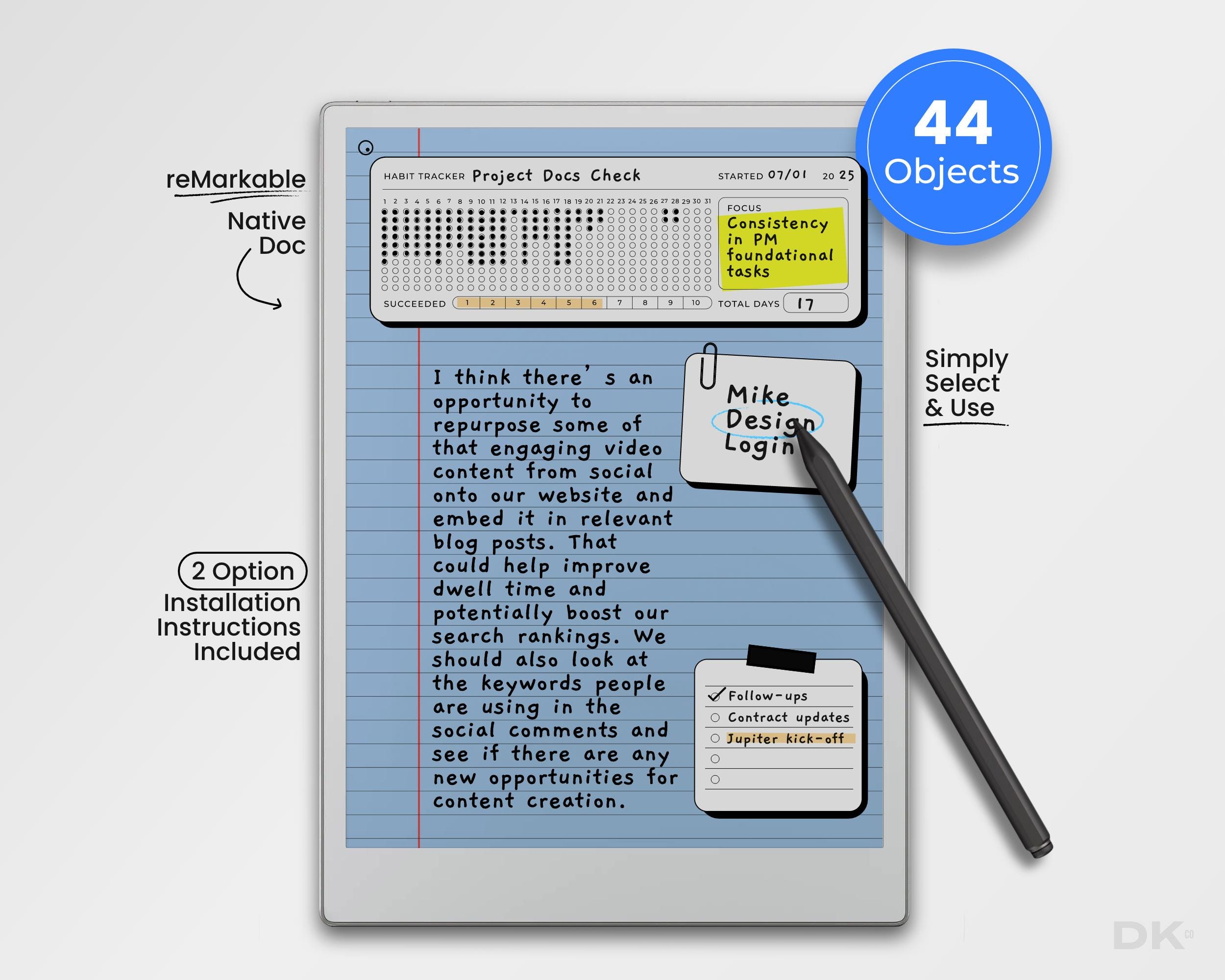 Productivity Widgets for Remarkable Paper Pro Template Stickers for ...