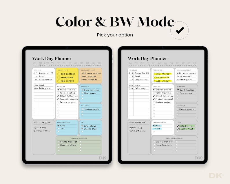 Work Planner for Goodnotes Work Day Organizer Task Daily Planner Work ...