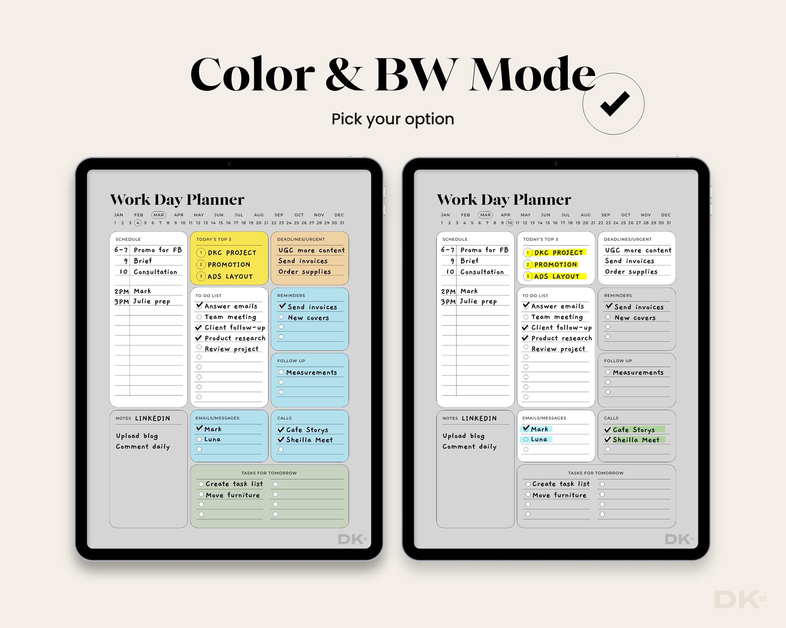 Work Planner for Goodnotes Work Day Organizer Task Daily Planner Work ...