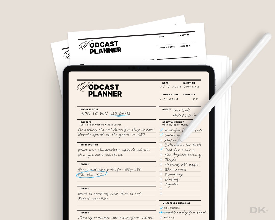 Podcast Content Plan Episode Podcast Idea Planner Printable Editorial ...