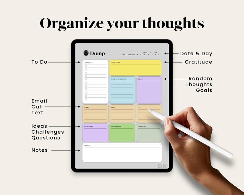 Brain Dump for Goodnotes Template Brain Dump Digital Planner Mind Map ...