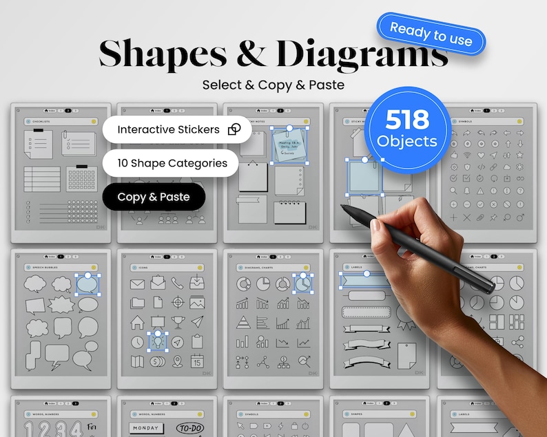 Stickers Bundle for Remarkable Paper Pro Template Stickers for ...