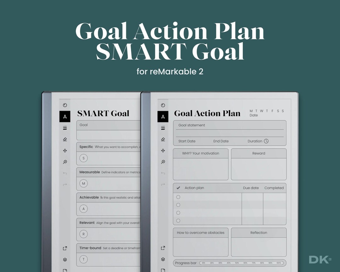 Goal Planner for Remarkable 2 Template Dark Mode Goal Setting Task List ...