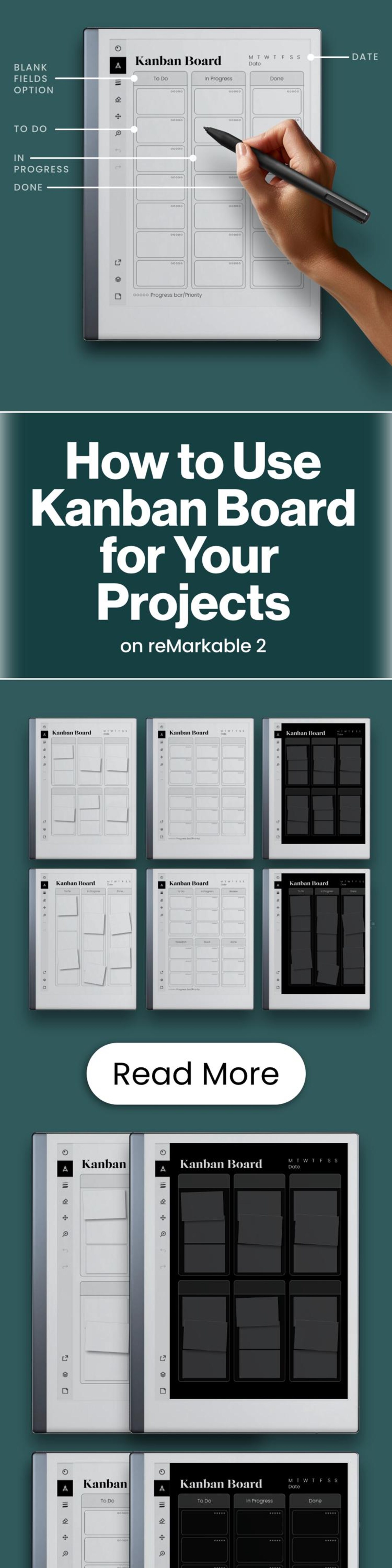 Kanban Board for Remarkable 2 Template Dark Mode Kanban Board Digital ...