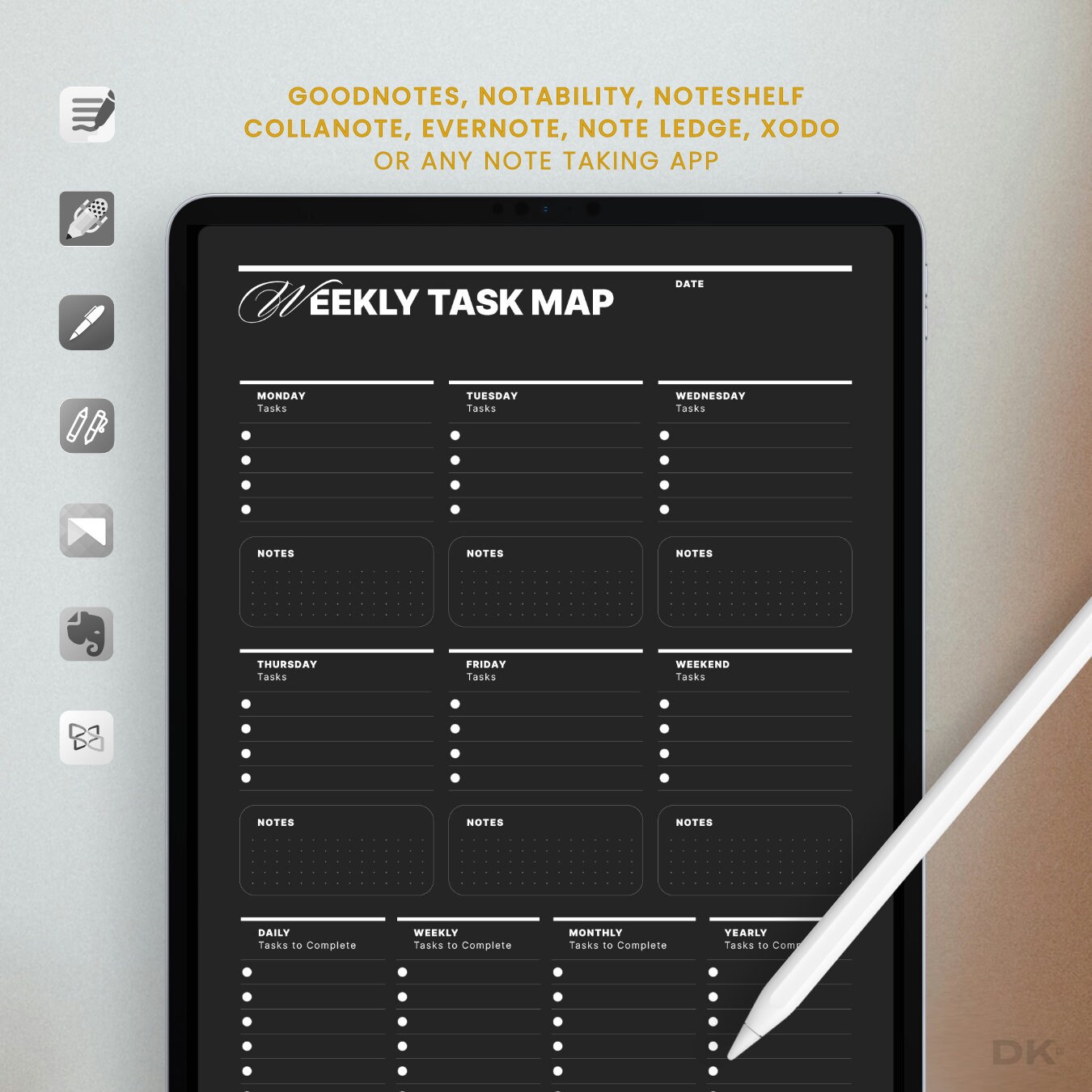 Weekly Task Map Digital Planner Task List Organizer to Do List ...