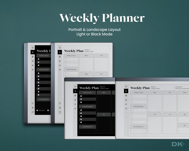 Remarkable Weekly Planner Digital Template Weekly Calendar to Do List ...