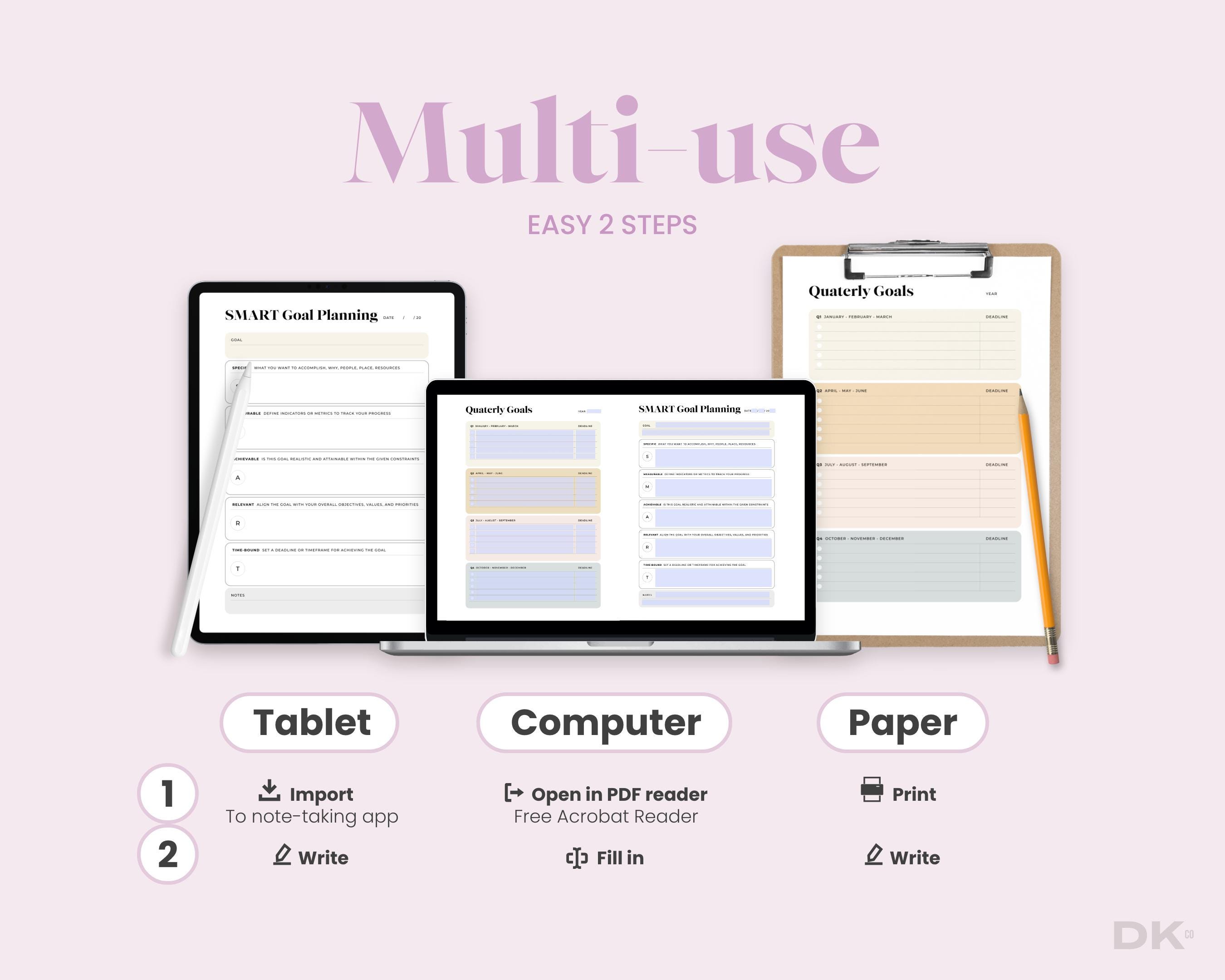 SMART Goal Planner Printable, Monthly Yearly Tracker (digital PDF) - Etsy