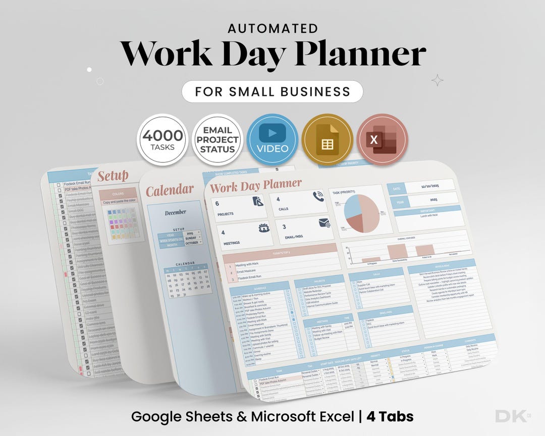 ADHD Daily Work Planner Google Sheets Template Task Tracker Digital ...