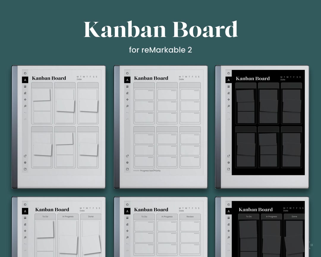 Kanban Board for Remarkable 2 Template Dark Mode Kanban Board Digital ...
