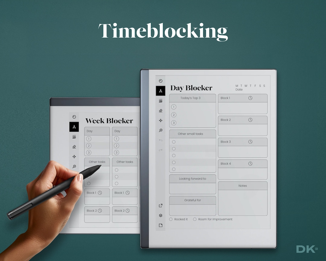 Timeblocking for Remarkable 2 Planner Timeblock Hourly Schedule Time ...