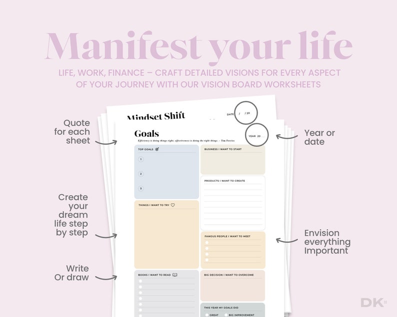 Vision Board Planner Pages Vision Book Plan Gratitude Dream Board ...